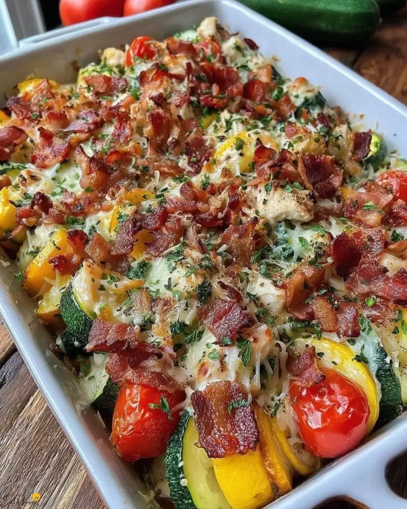 Easy Loaded Chicken Zucchini and Squash Bake Recipe - Eats Recipes